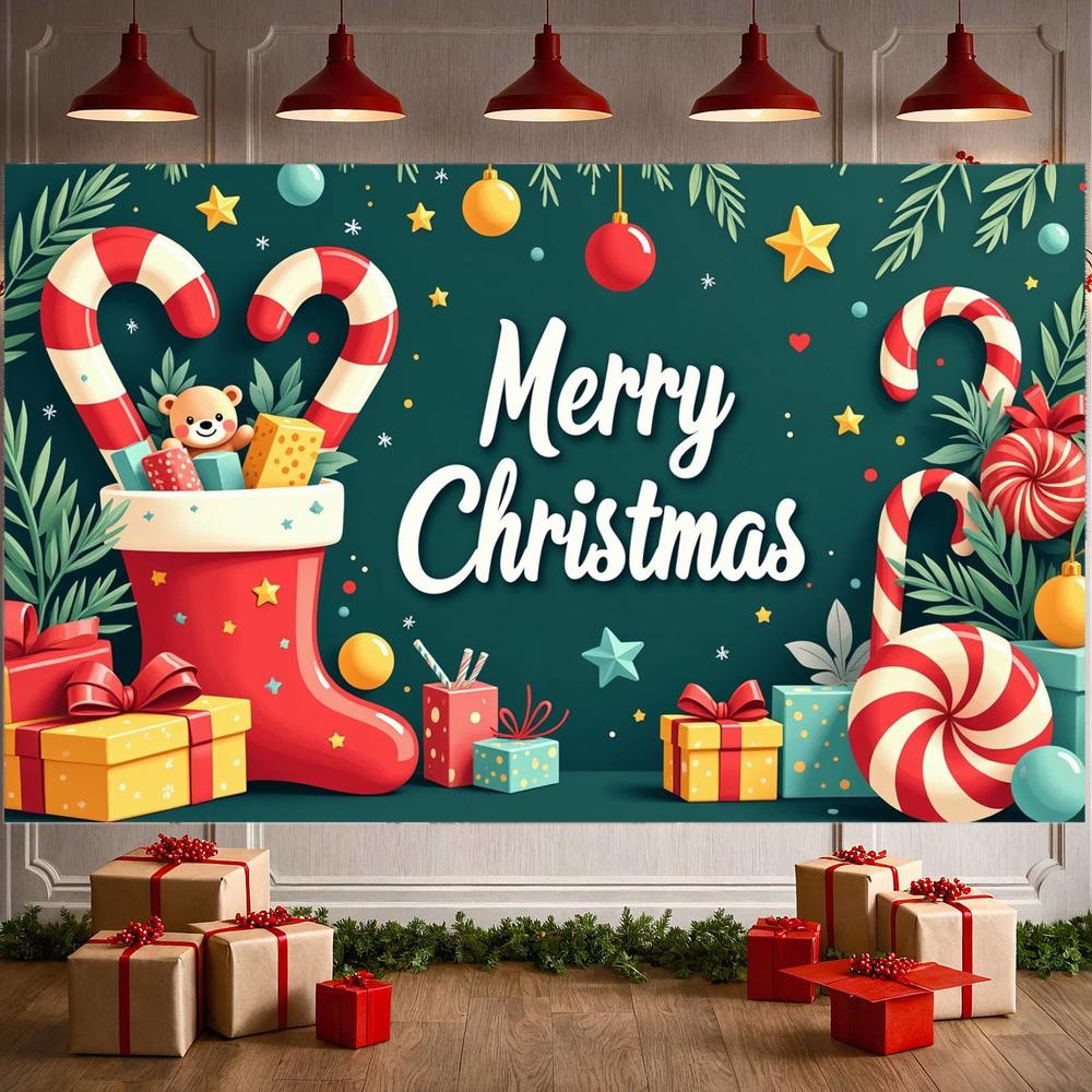 Red Green Theme Christmas Banner Festive Merry Christmas Banner ...
