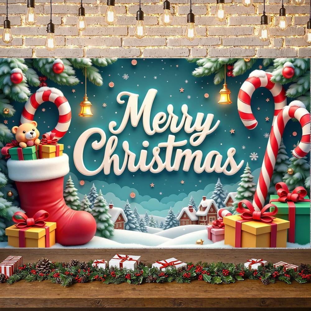 Red Green Theme Christmas Banner Festive Merry Christmas Banner ...