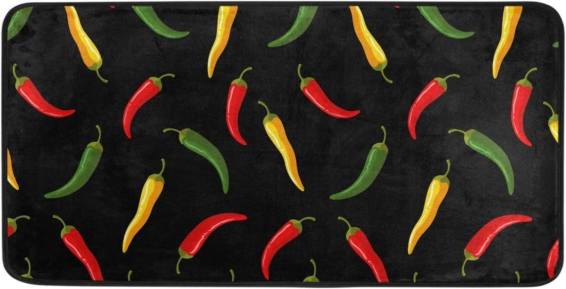 Red Green Yellow Chili Pepper Kitchen Floor Mat Non Slip Kitchen Rugs ...