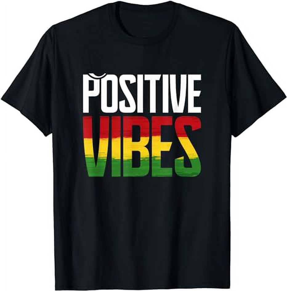 Red, Green and Gold Positive Vibes Jamaican Reggae Tee T-Shirt ...