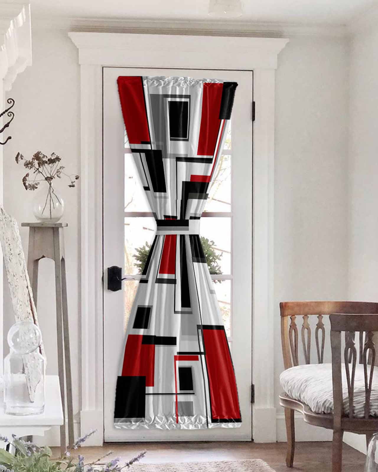 Red Grey Black Blackout Door Curtains for French, Glass,Front, Back ...