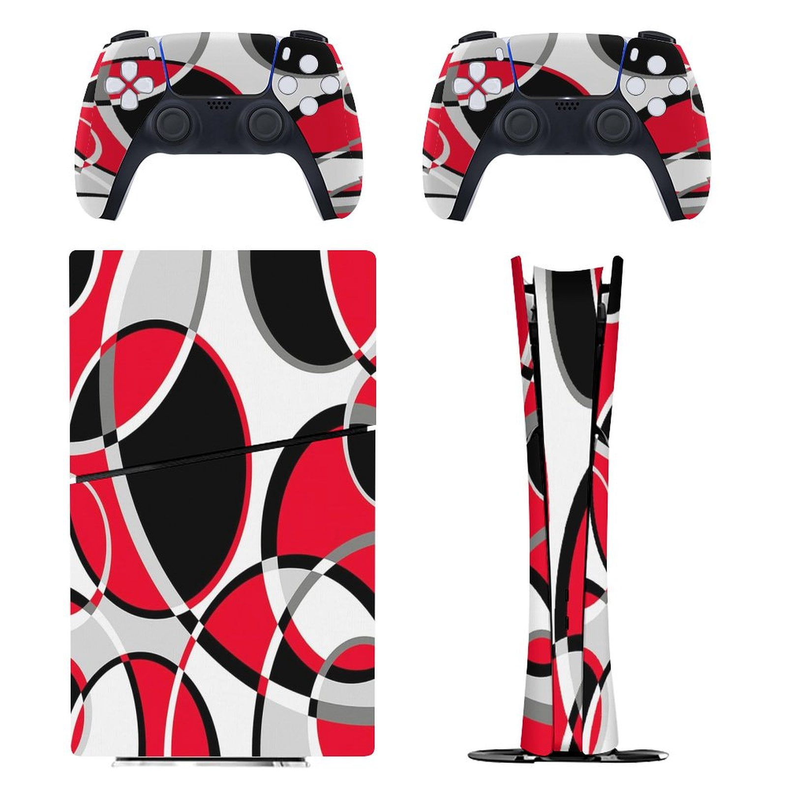 Red Grey Black Geometric Art Modern Abstract PS5/PS5 Pro/PS5 Slim ...
