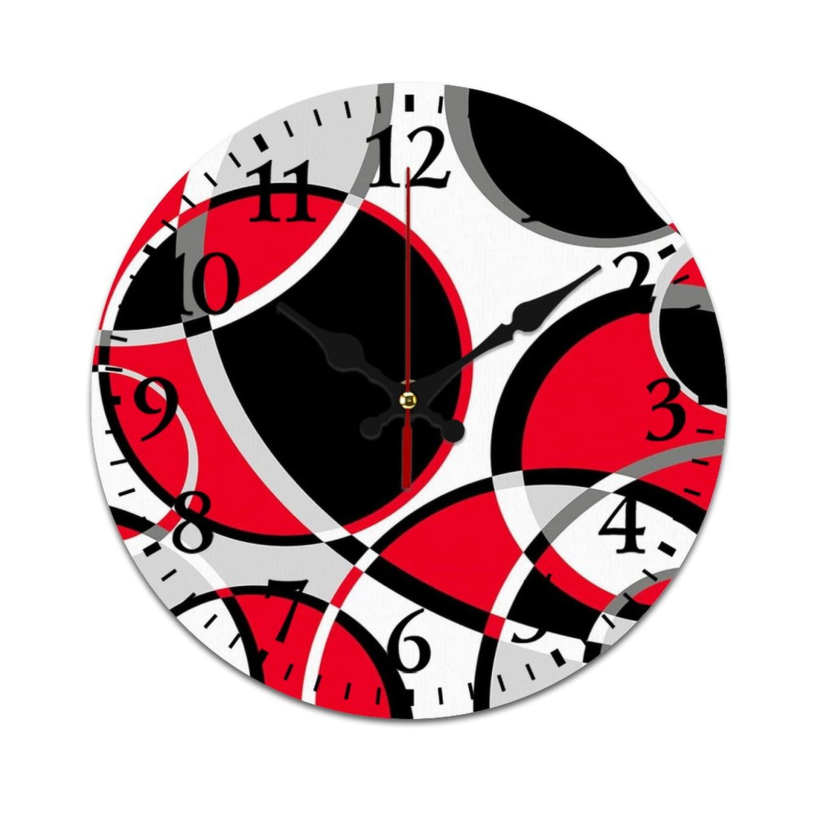 Red Grey Black Geometric Art Modern Abstract Wall Clock Modern Design ...