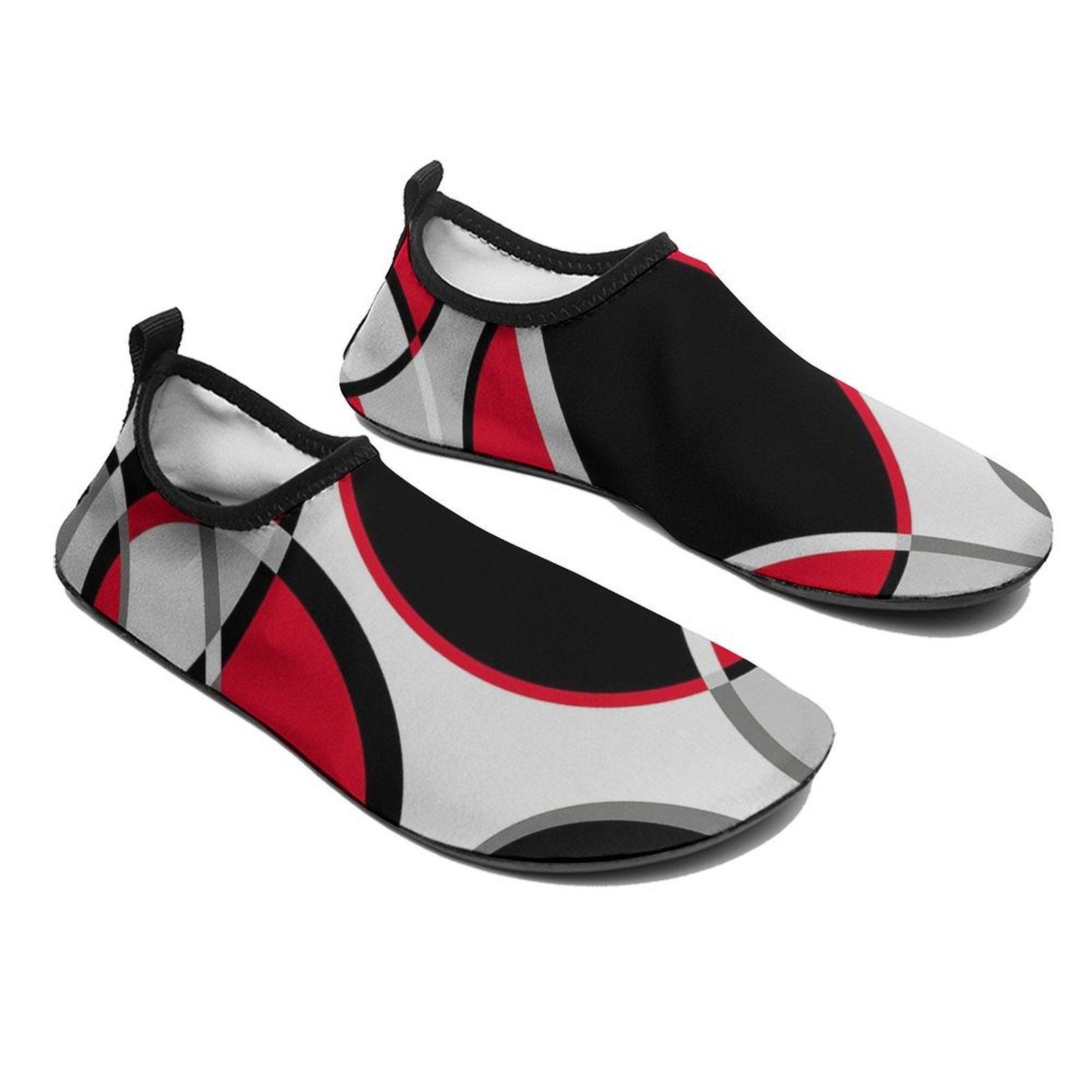 Red Grey Black Geometric Art Modern Abstract Water Shoes Beach Slip-on ...