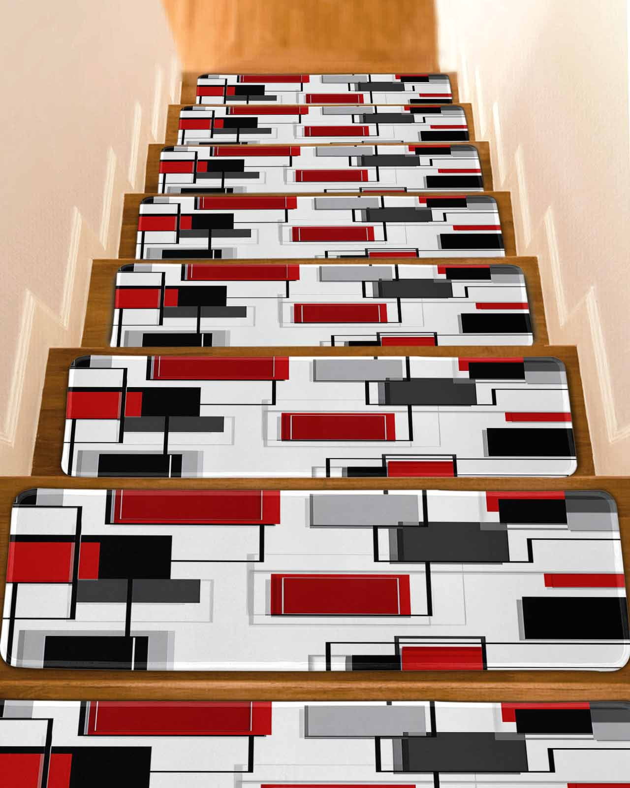 Red Grey Black Stair Treads for Wooden Steps Indoor Runner Rug Carpet ...