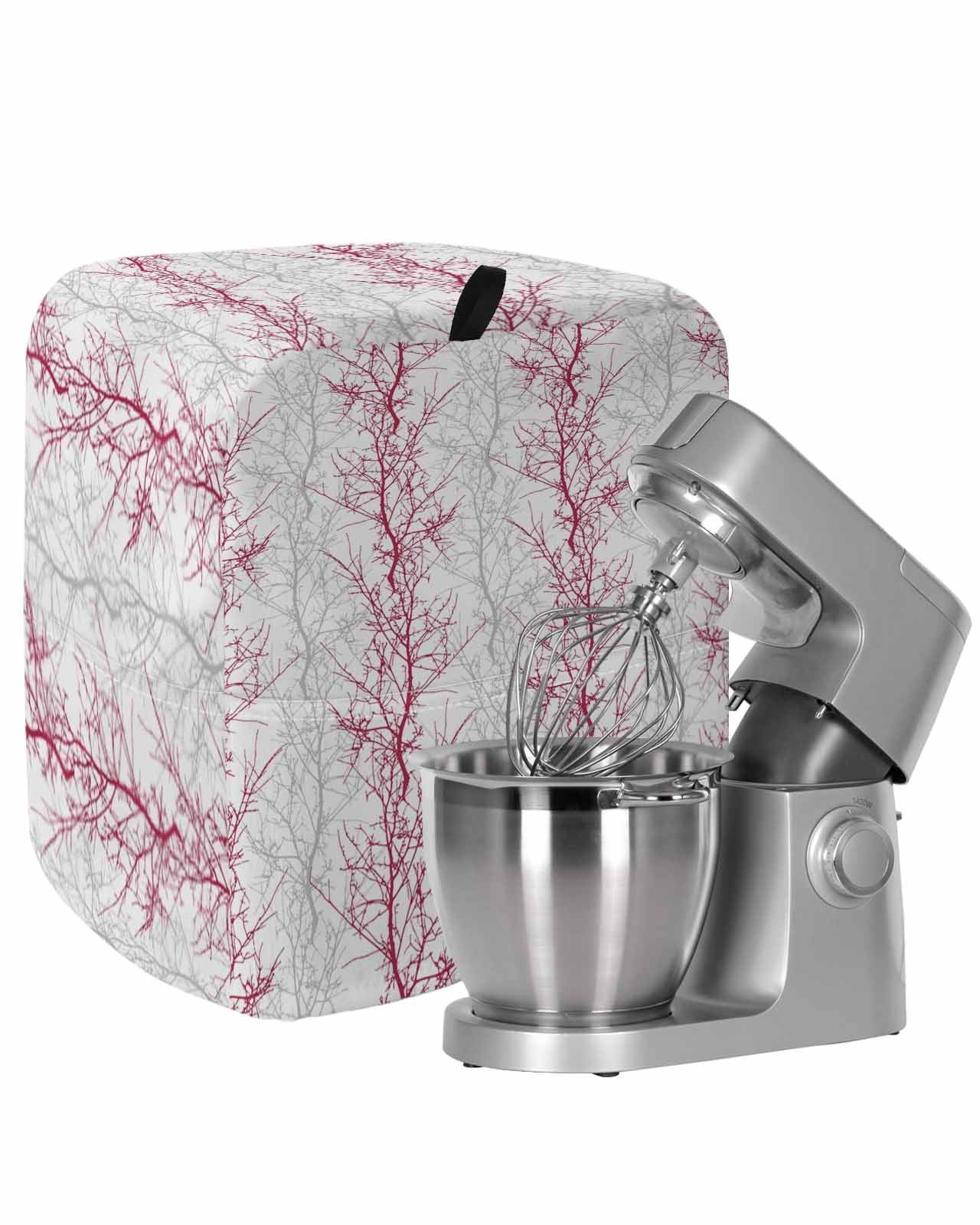 Red Grey Branch Stand Mixer Dust Cover with Storage Pocket & Handles ...