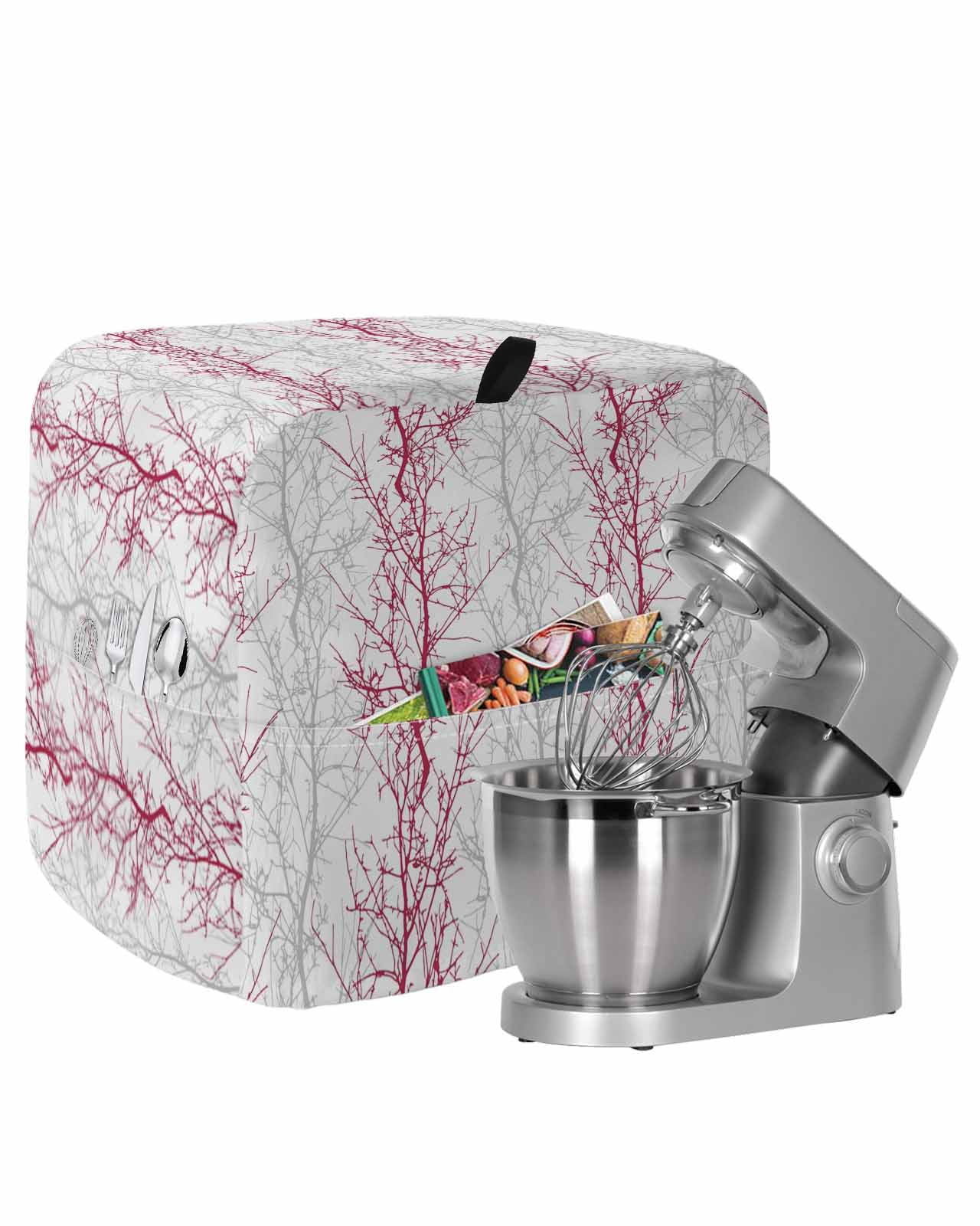 Red Grey Branch Stand Mixer Dust Cover with Storage Pocket & Handles ...