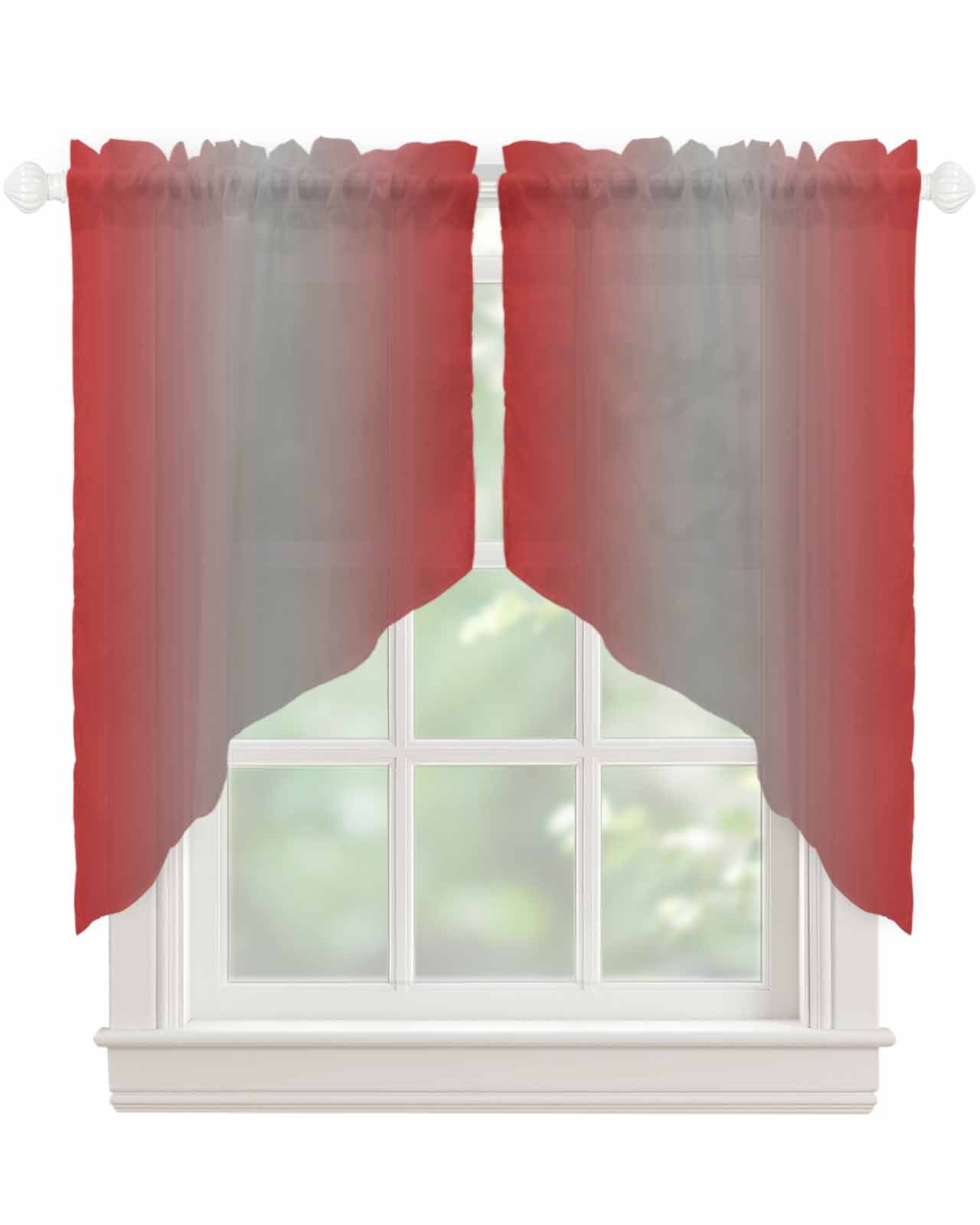 Red Grey Ombre Swag Valances for Windows, Modern Gradient Abstract Art ...