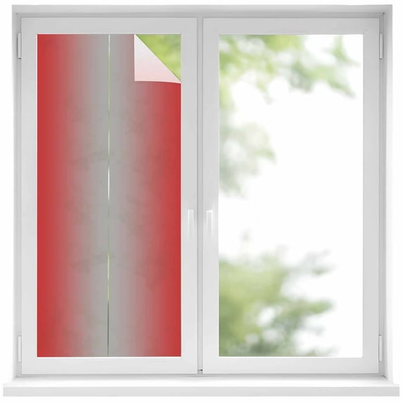 Red Grey Ombre Window Privacy Film, Modern Gradient Abstract Art Static ...