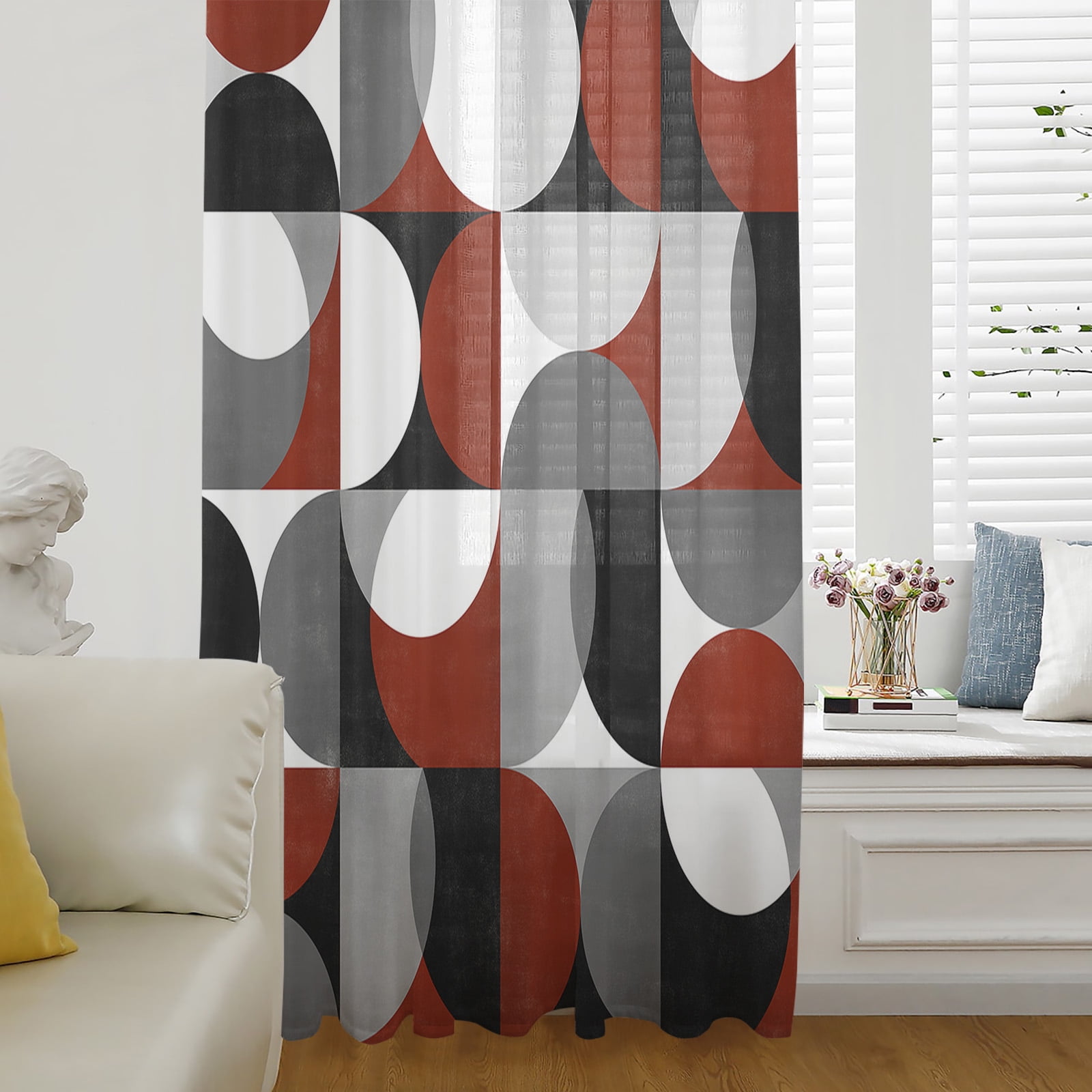 Red And Gray Curtains
