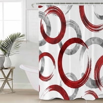 Grey Beige Geometric Standard Shower Curtain Set, Waterproof Shower ...