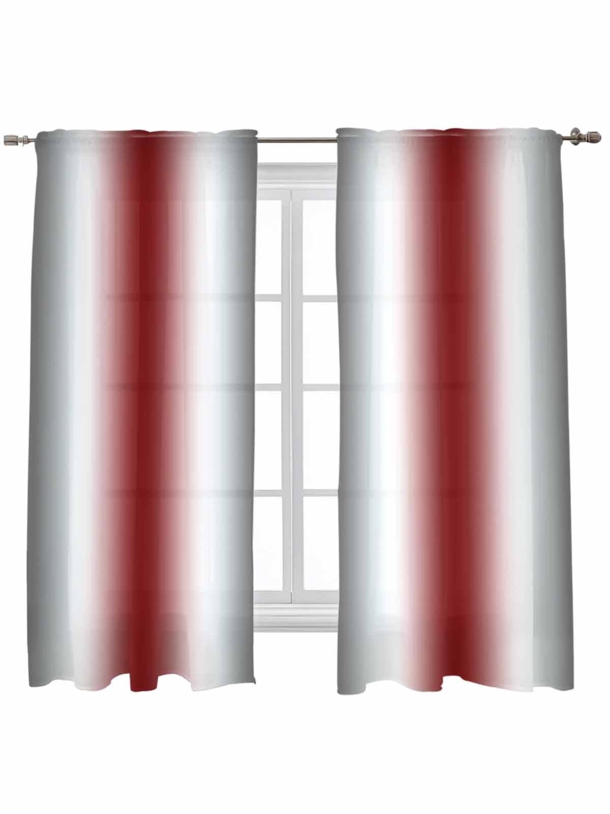Red Grey White Curtains 72 Inch Length, Sheer Curtains for Bedroom ...