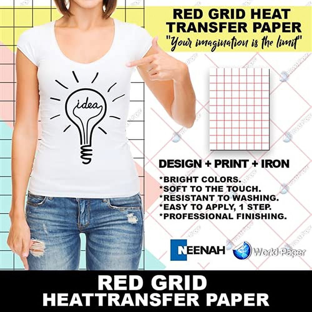 Red Grid - Inkjet Heat Transfer Paper 8.5"x11" 100 SHEETS* - Walmart.com
