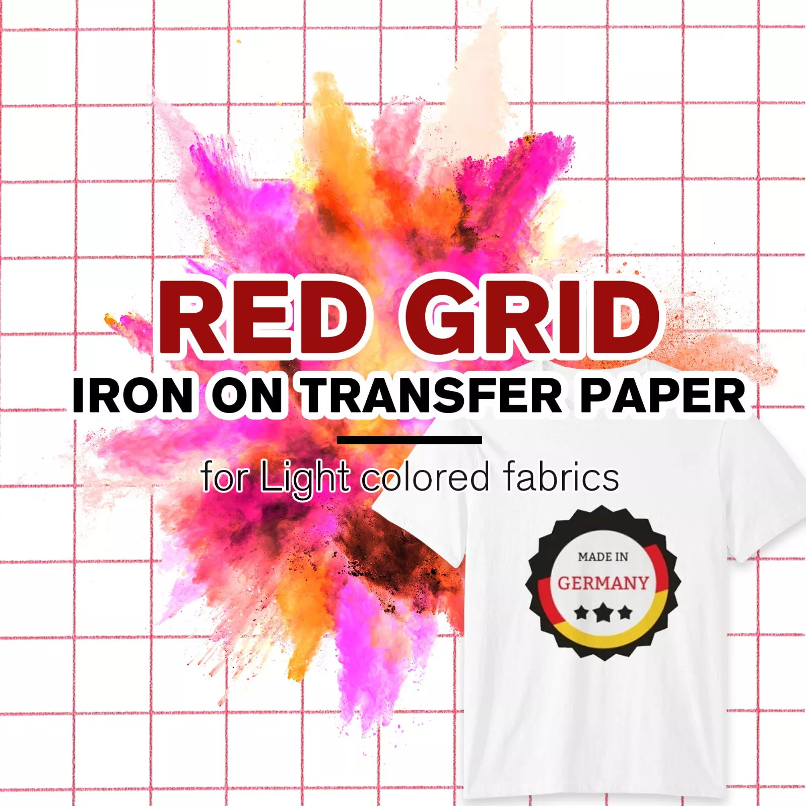 Red Grid Premium Light T-shirt Transfer Paper Iron-on 8.5x11 500 Sheets ...