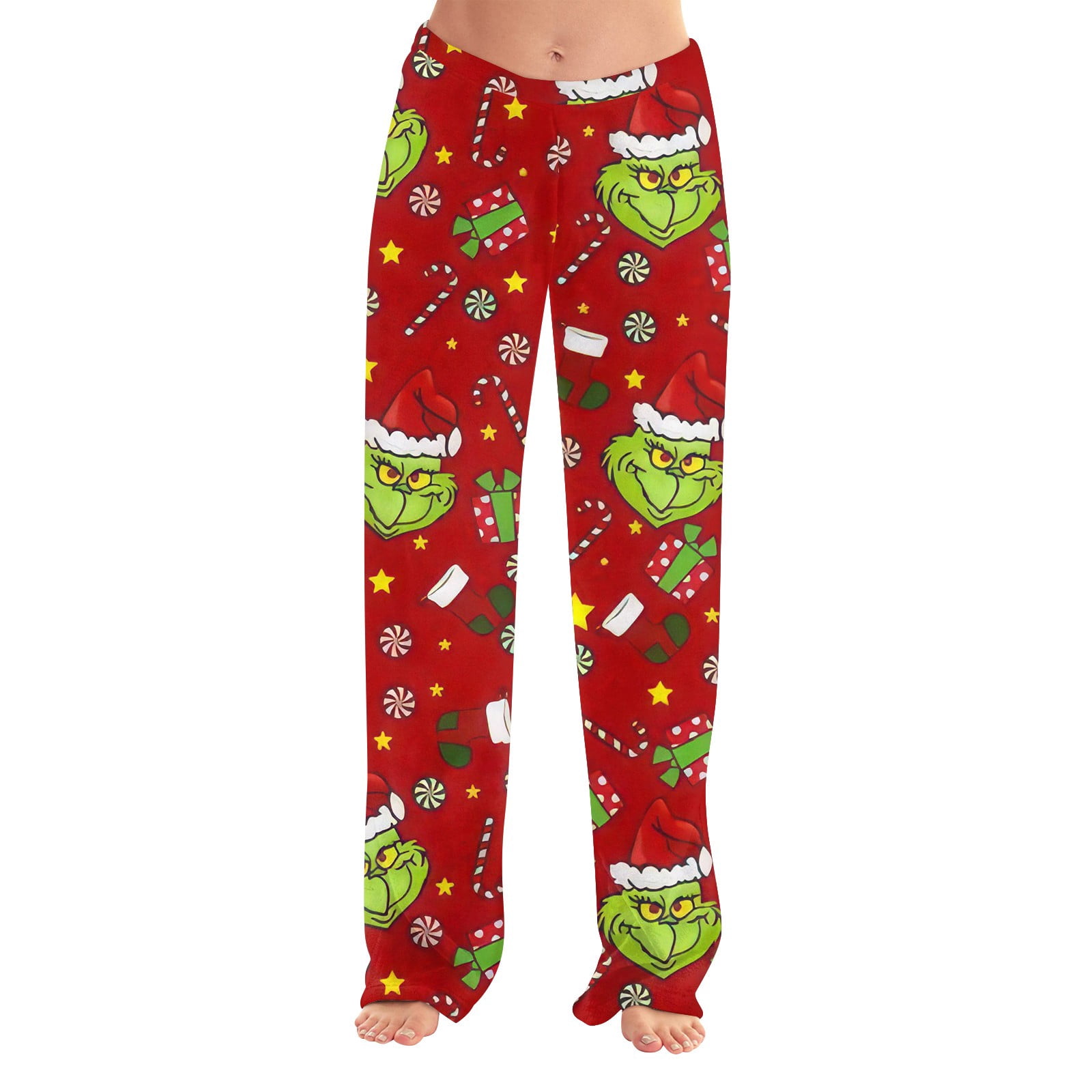Red Griinch Christmas Pajama Pants Ugly Pj Bottoms Soft Comfy Lounge ...