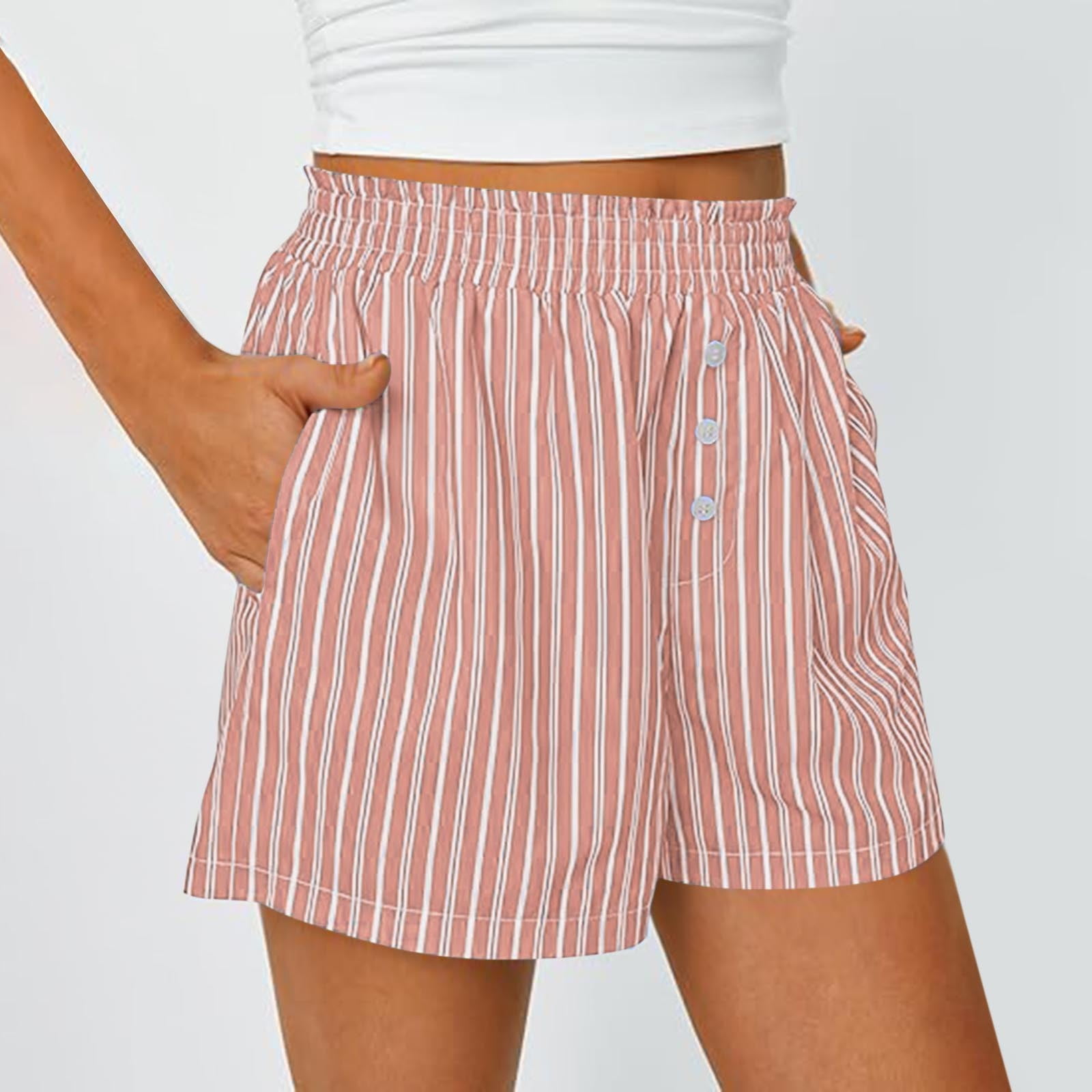 Red Gym Shorts Women's Fashion Queen Shorts 2025 Summer Striped Pajamas ...