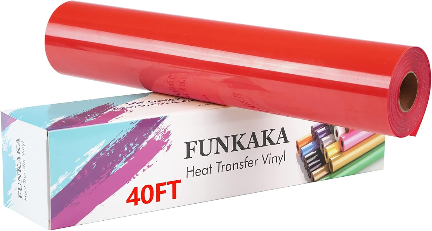 Red HTV Heat Transfer Vinyl Rolls, 12" x 40ft Glossy Red Iron on Vinyl ...