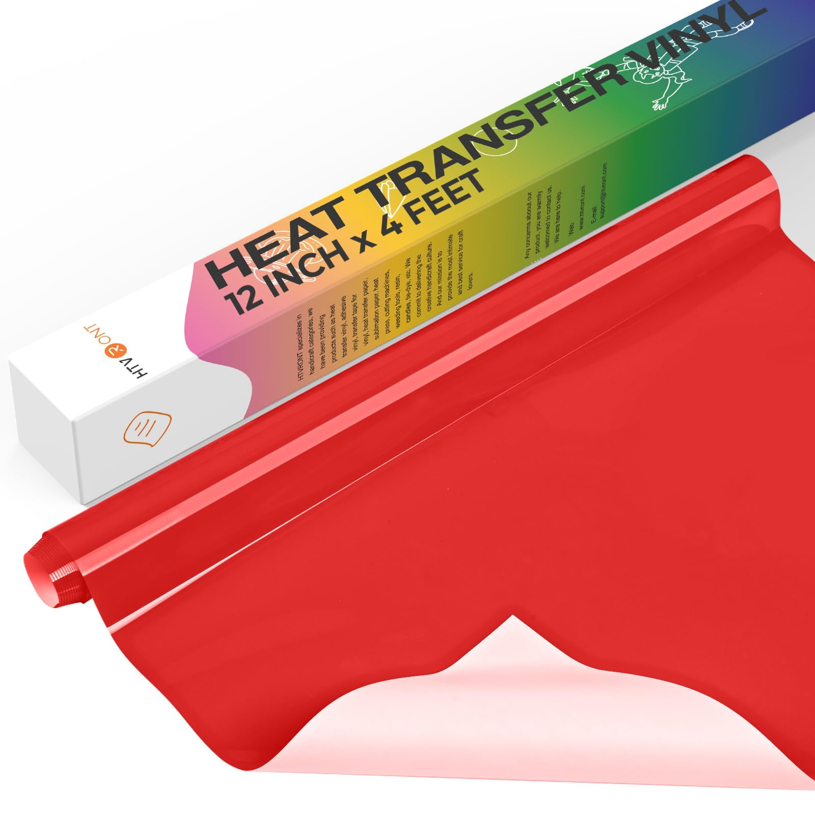 Red HTV Vinyl Roll 12" x 4FT, Heat Transfer Vinyl for T-Shirts and ...