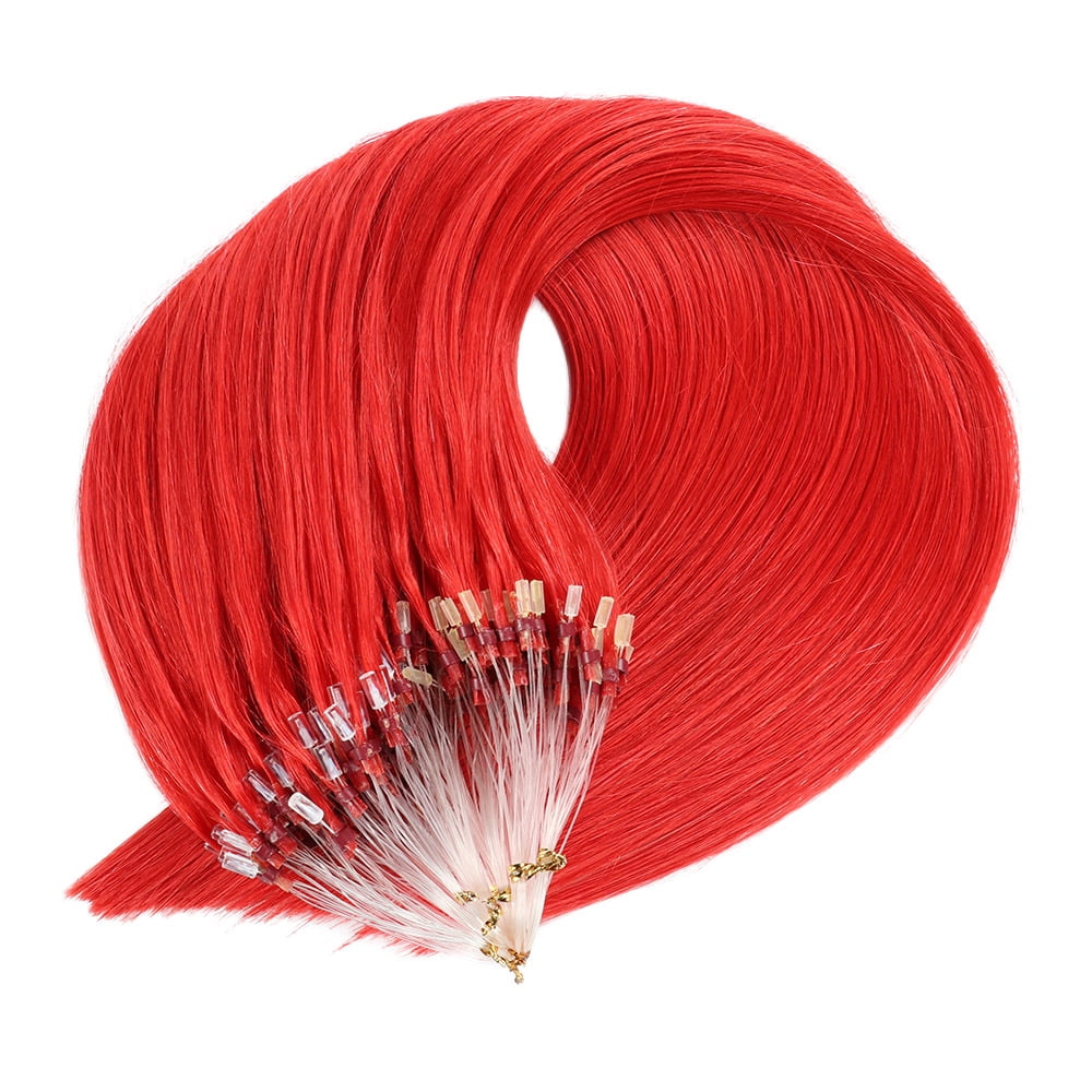 Red Hair Extensions Real Human Hair MicroBeads Remy Human Hair Micro ...
