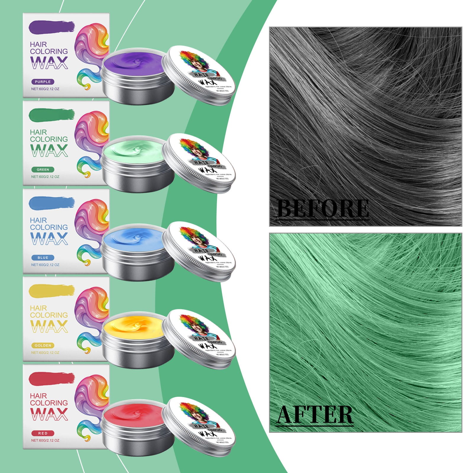 Red Hair Wax, Temporary Hair Color Wax for Kids & Adults, 9 Colors Safe ...