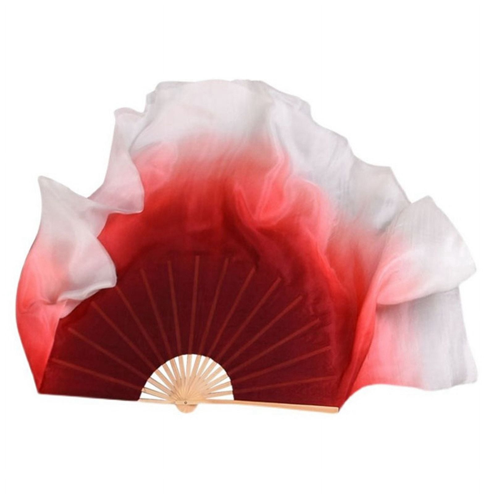 Red Half Circle Double Fan Veils Silk Women Folk Dance Veil 1 Pair 2 ...