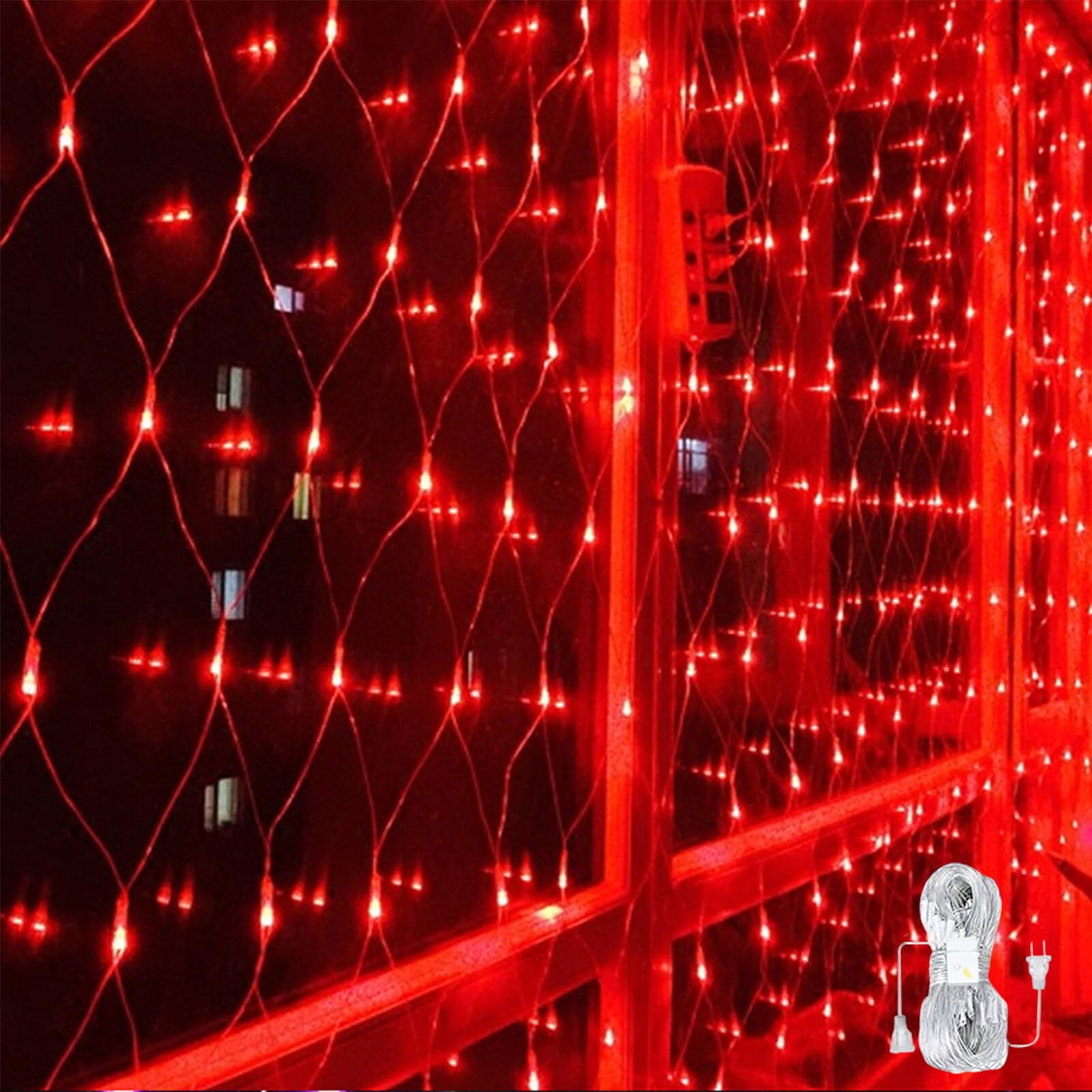 Red Halloween Net Lights, 96 LEDs 4.9FT x 4.9FT Net Lights, Connectable ...