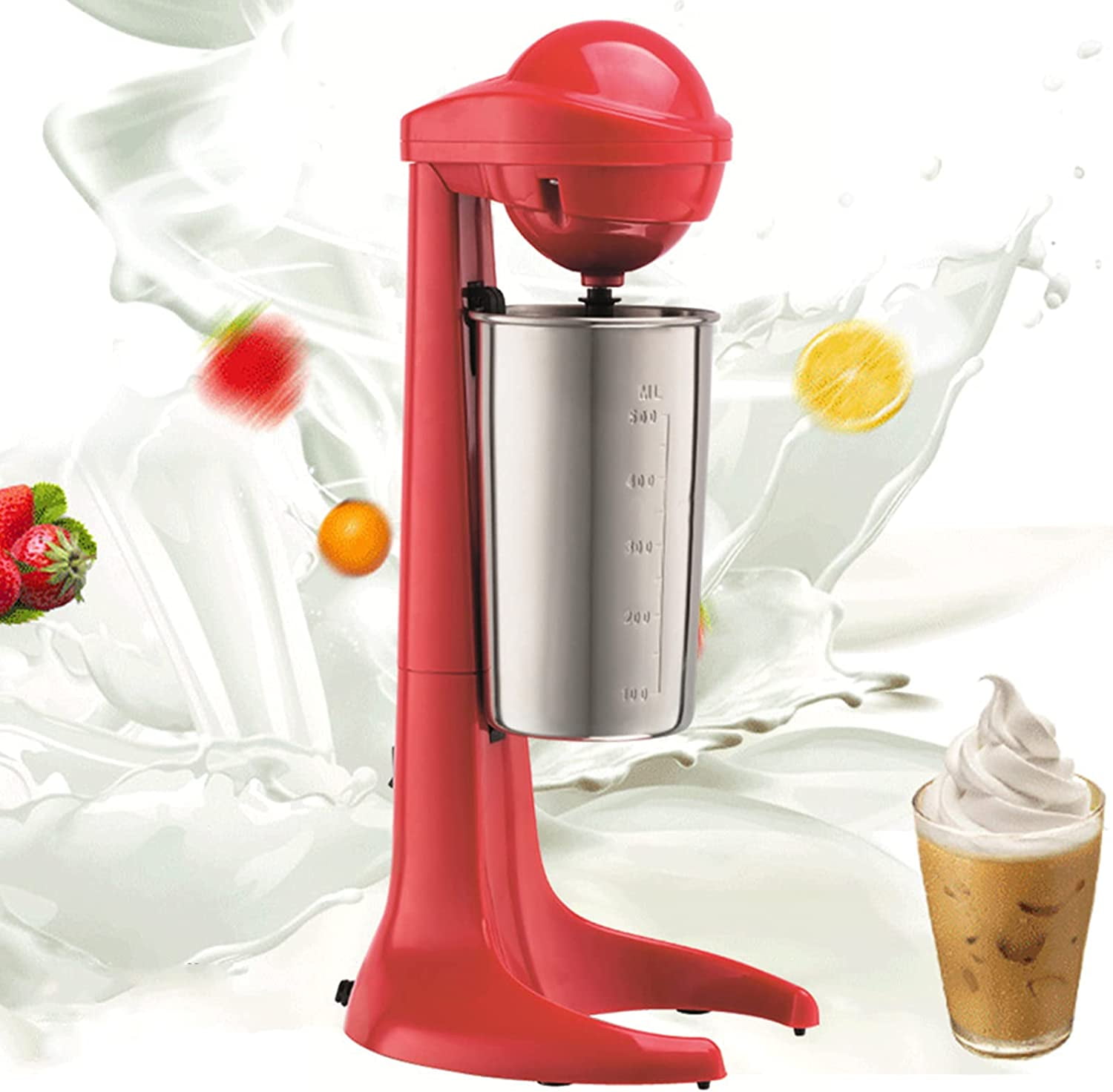 Red Handheld Electric Milkshake Maker, Mini Automatic Drink Cream Mixer ...