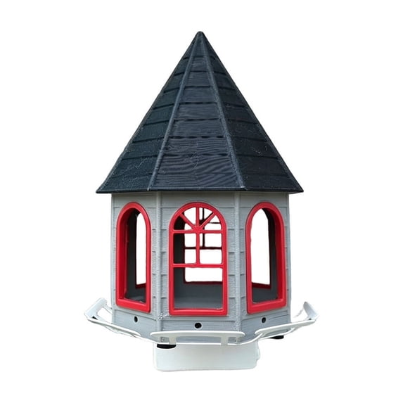 Red Hanging Castle Bird Feeder Outdoor For Wild Bird Feeding Station ...