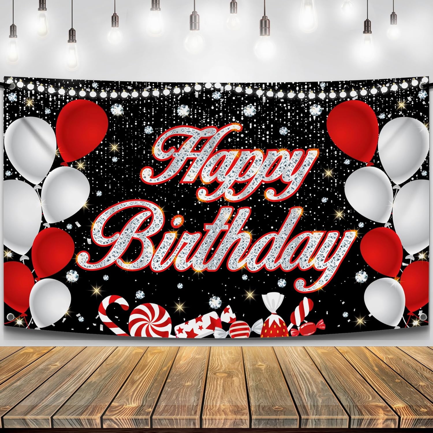 Red Happy Birthday Banner, Red and Black Birthday Decorations, Happy ...