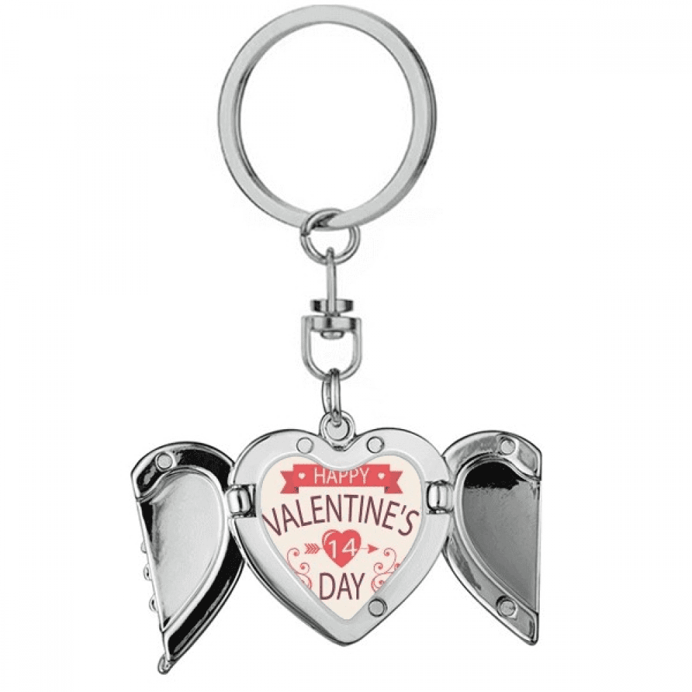 Red Happy Valentine's Day 14 Heart Arrow Heart Angel Wing Key Chain ...