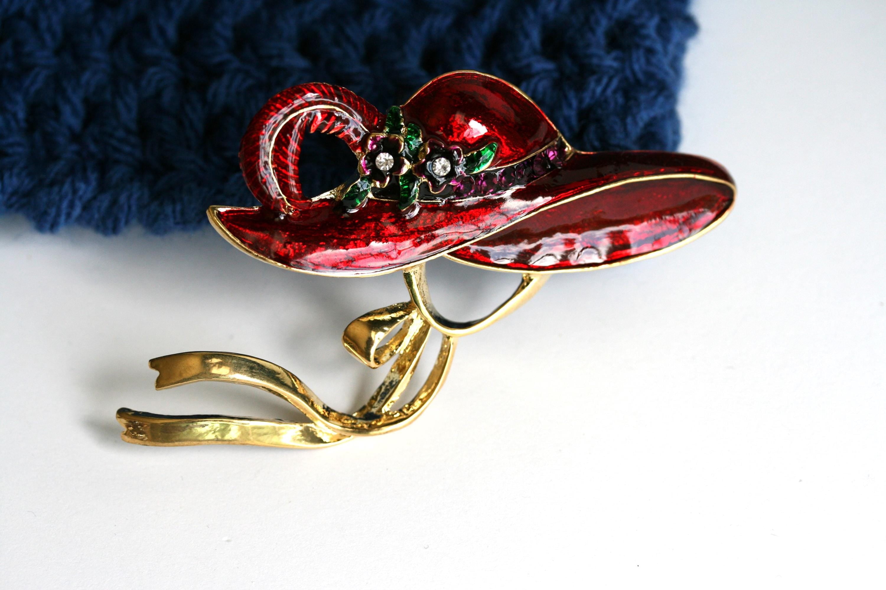 Just Love Jewels Vintage Red Hat Enamel Brooch Pin - Walmart.com