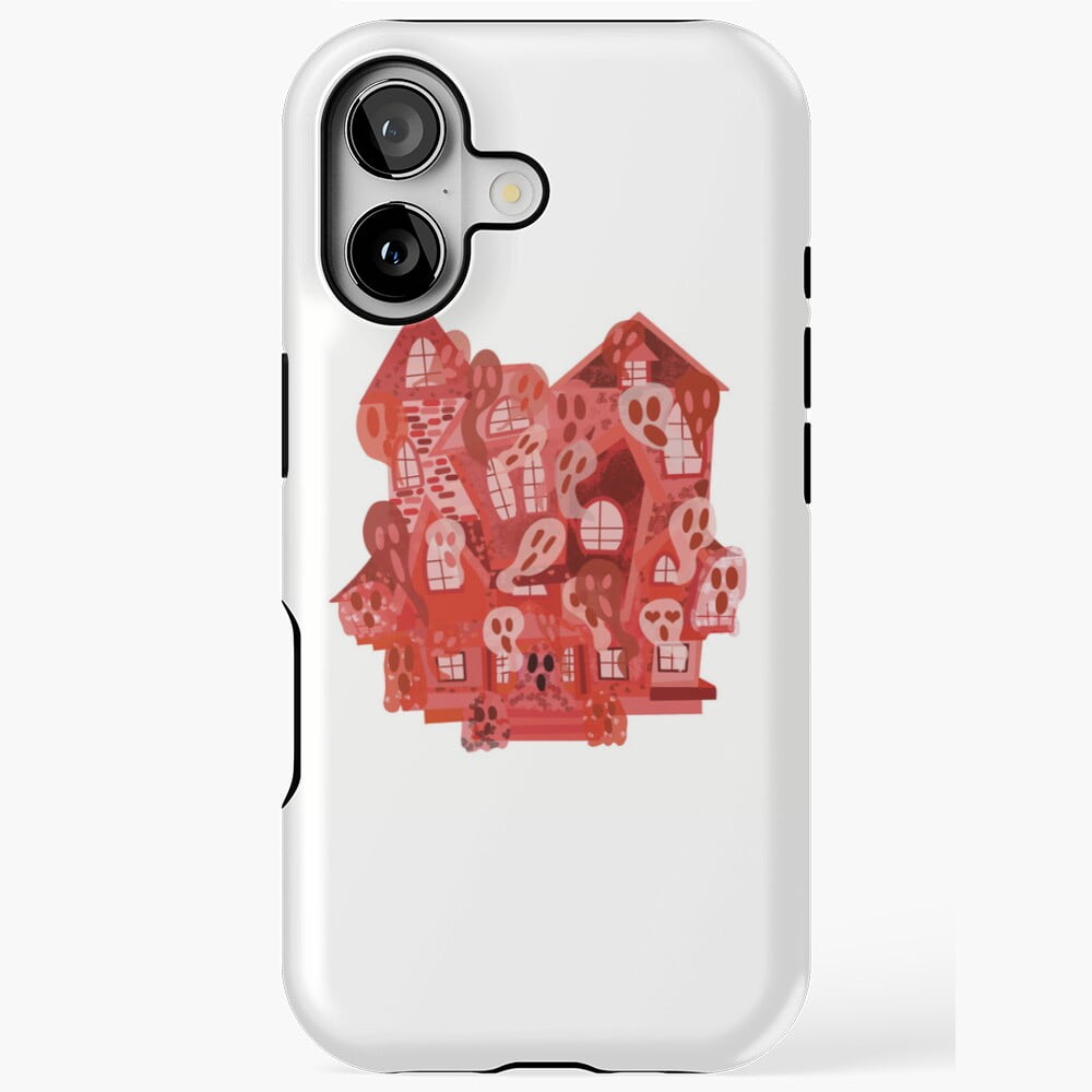 Red Haunted House Funny Creepy Halloween Ghost Horror October Art ...