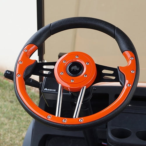 Red Hawk RHOX Steering Wheel, Aviator 4 Orange Grip/Black Spokes 13 in ...