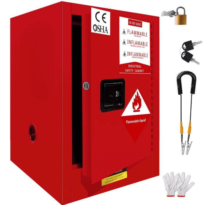 Red Hazardous Chemical Cabinet, 4 Gallon Capacity, Dual Independent ...