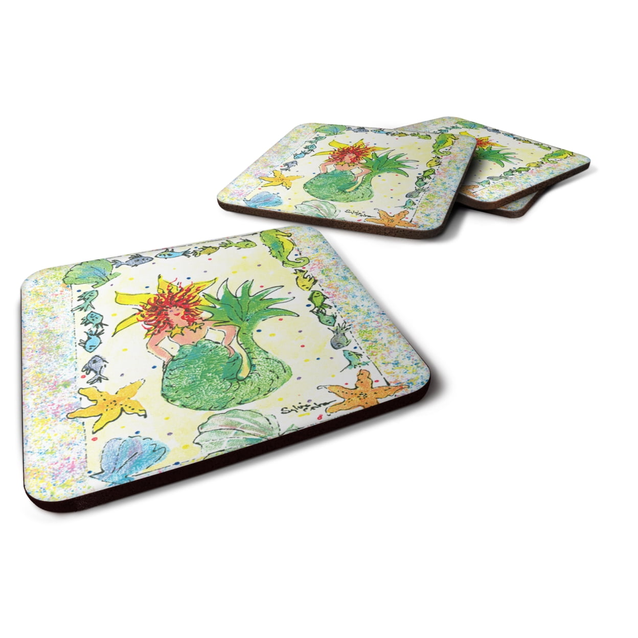 Red Headed Funky Mermaid Foam Coaster Set of 4 - Walmart.com