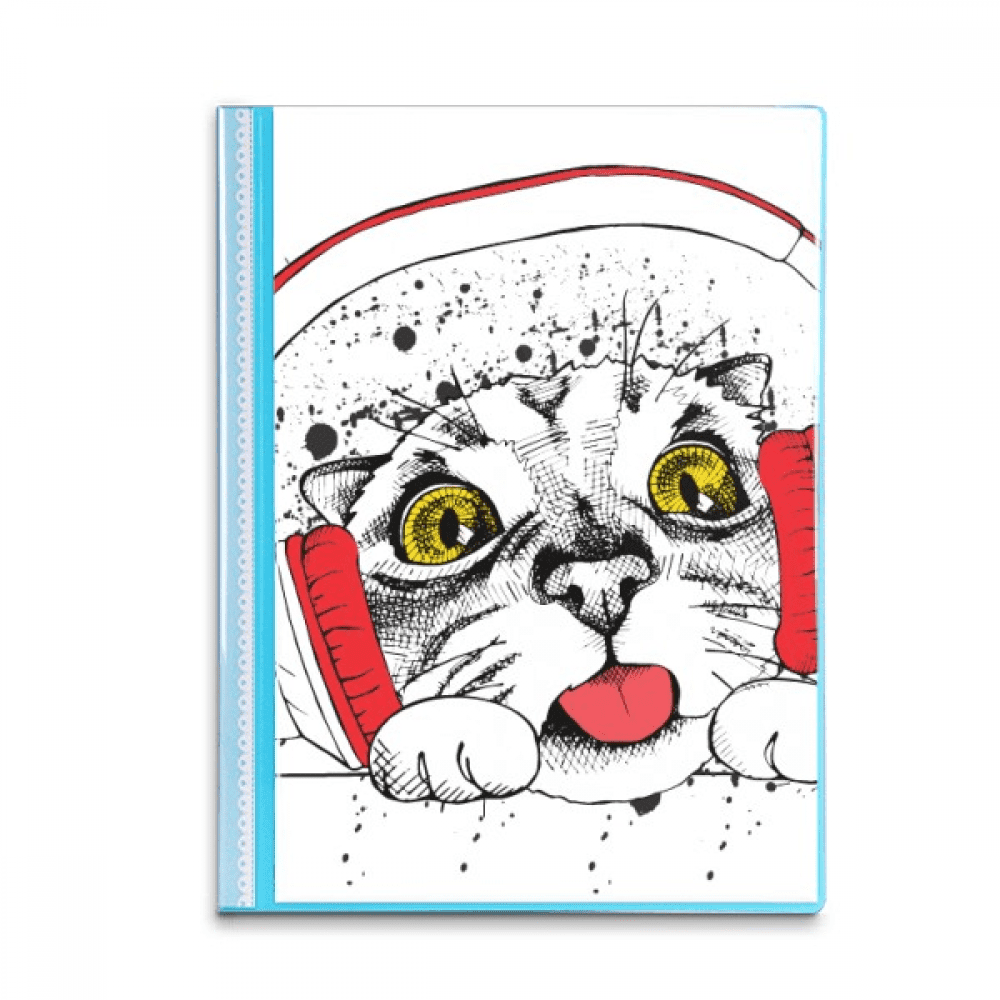 Red Headset White Cat Protect Animal Pet Lover Book Sheet Protectors ...