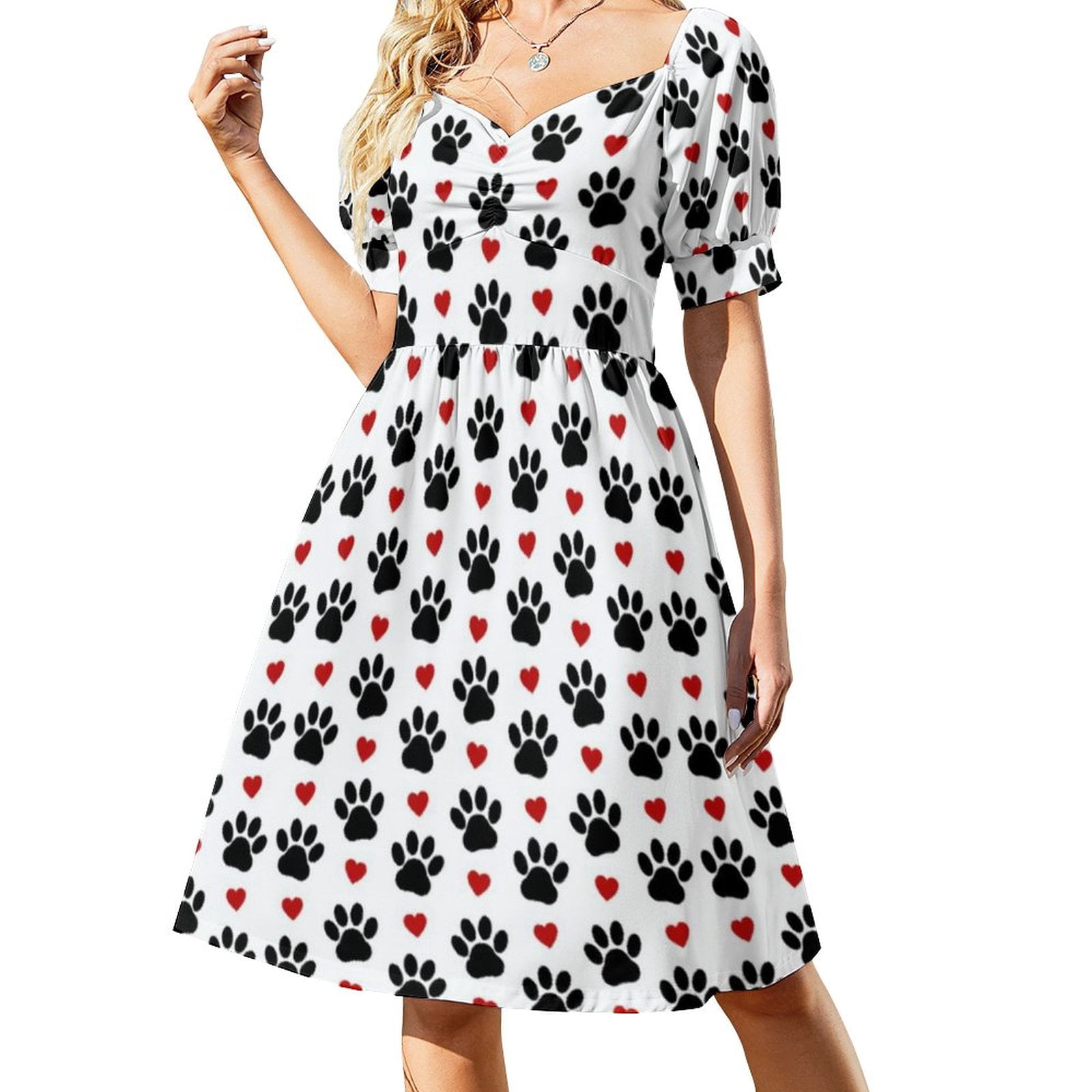 Red Hear Print Dress Playing Cards Suit Symbols Beach Dresses Short ...