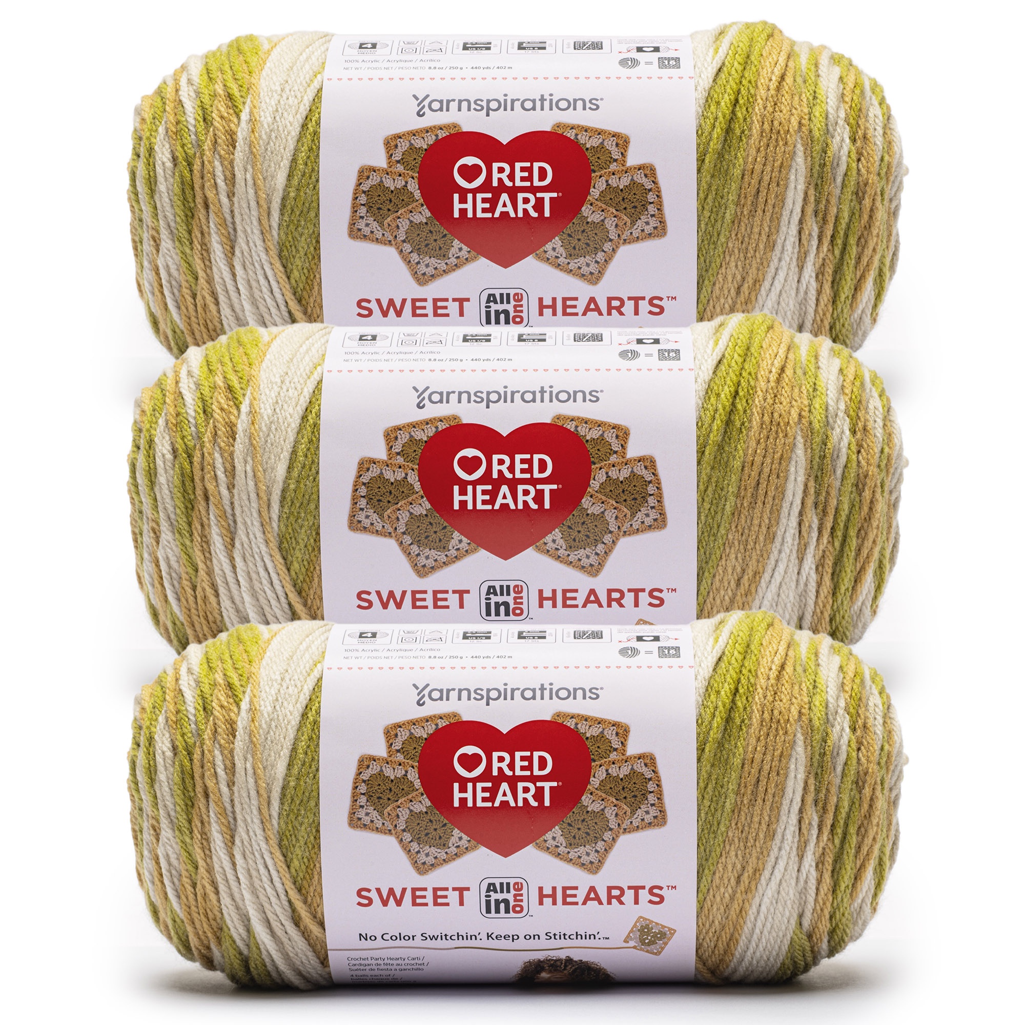 Red Heart® AIO Sweet Hearts™ #4 Worsted (Medium) Acrylic Yarn, Heart Of ...