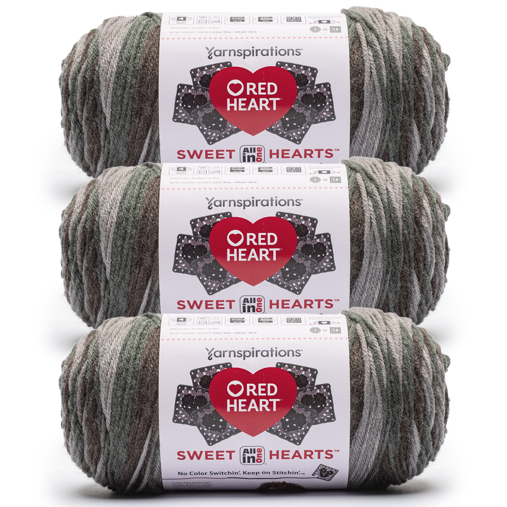 Red Heart® AIO Sweet Hearts™ #4 Worsted (Medium) Acrylic Yarn, Heart Of ...