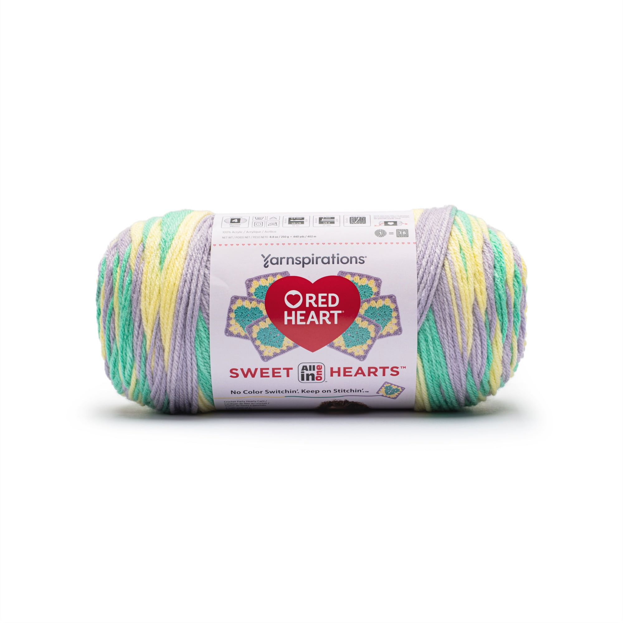 Red Heart® AIO Sweet Hearts™ #4 Worsted (Medium) Acrylic Yarn, Heart ...