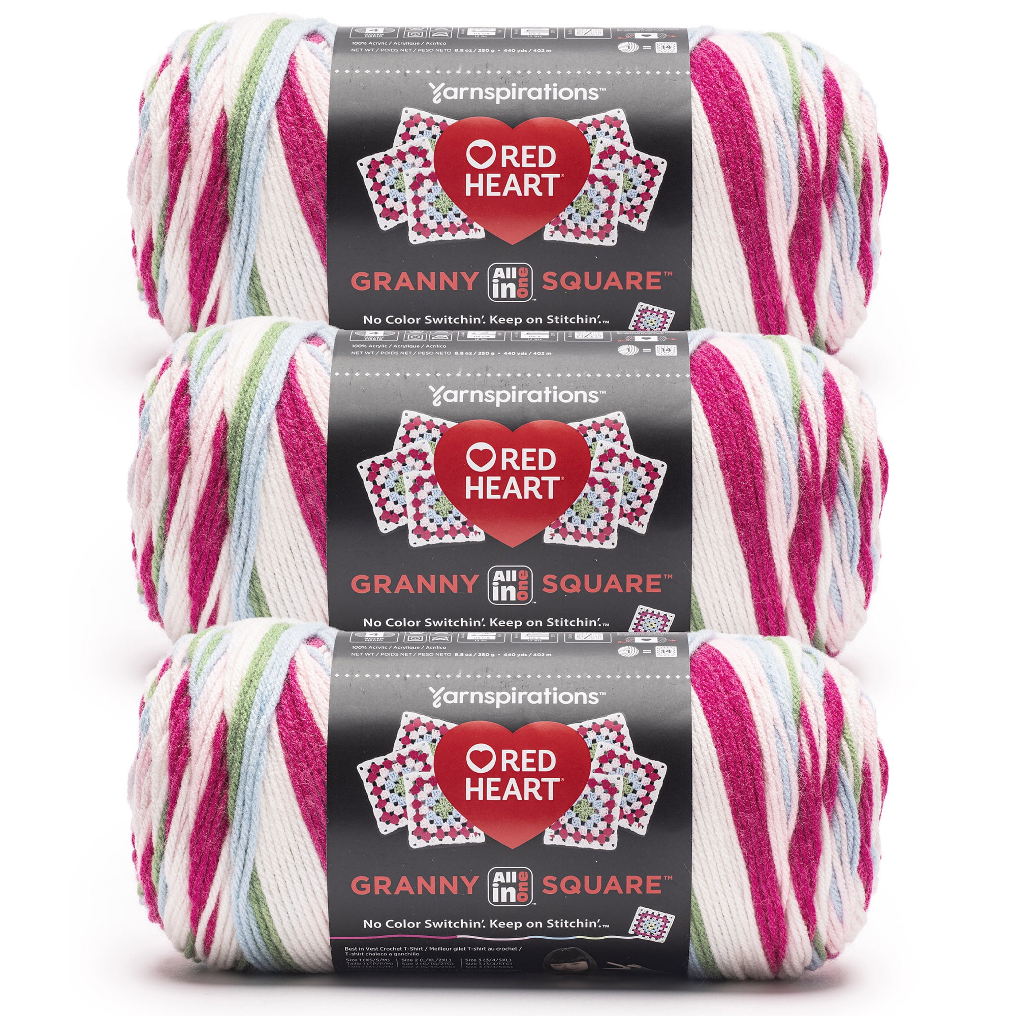 Red Heart® All In One Granny Square™ #4 Worsted (Medium) Acrylic Yarn ...
