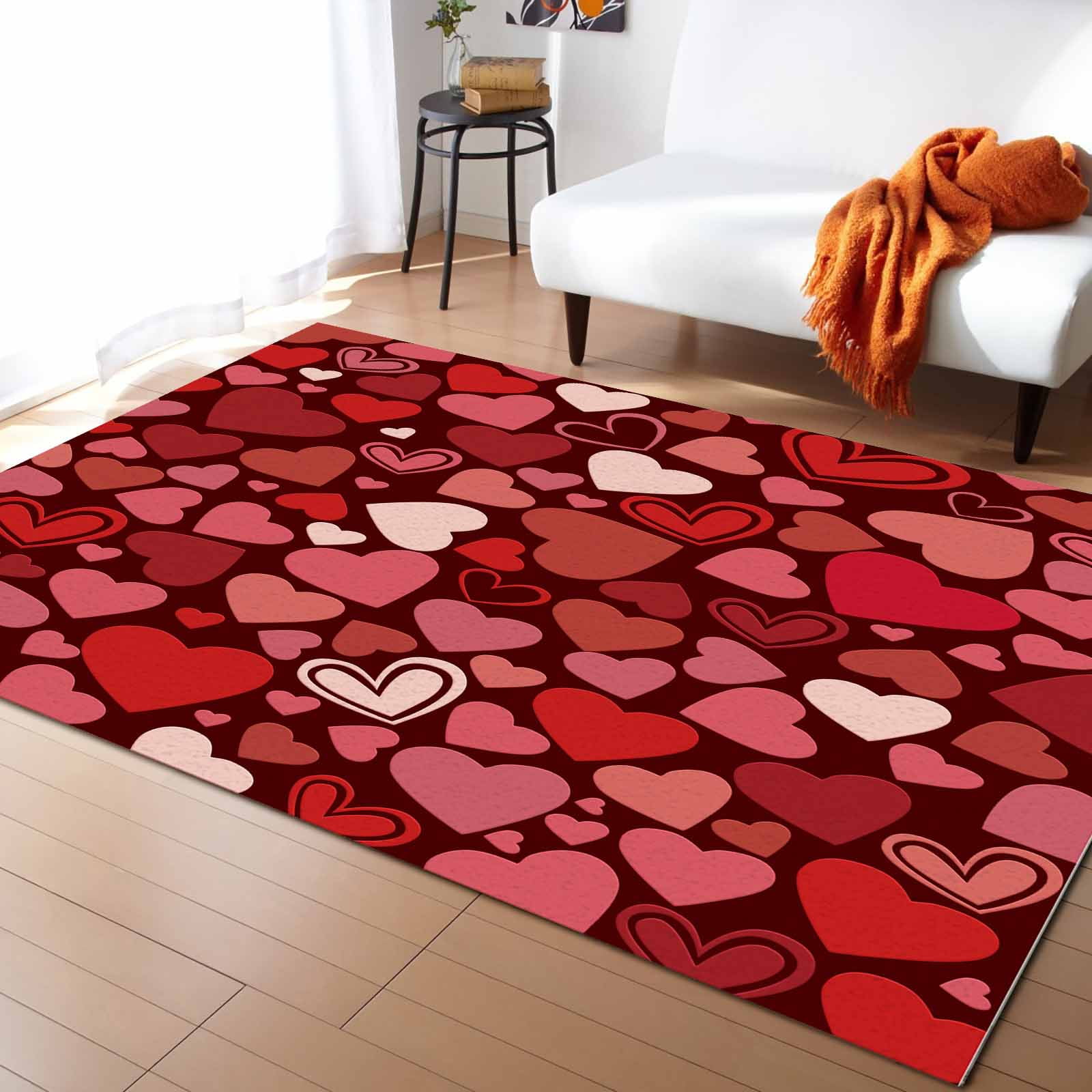 Red Heart Area Rugs for Living Room, 2'x3' Small Washable Rug Valentine ...