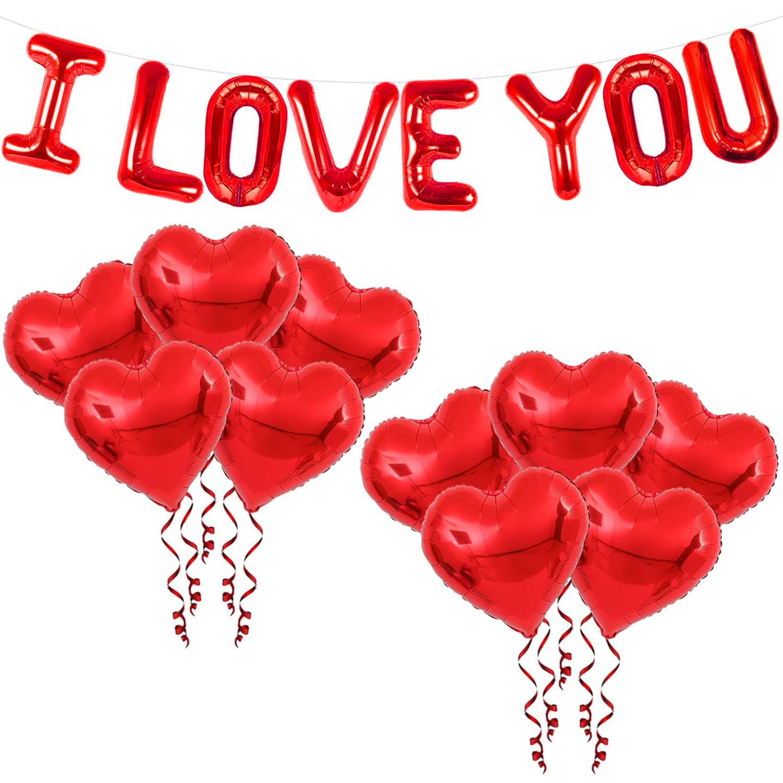 Red Heart Balloons I LOVE YOU Balloons for Romantic Valentines Day ...