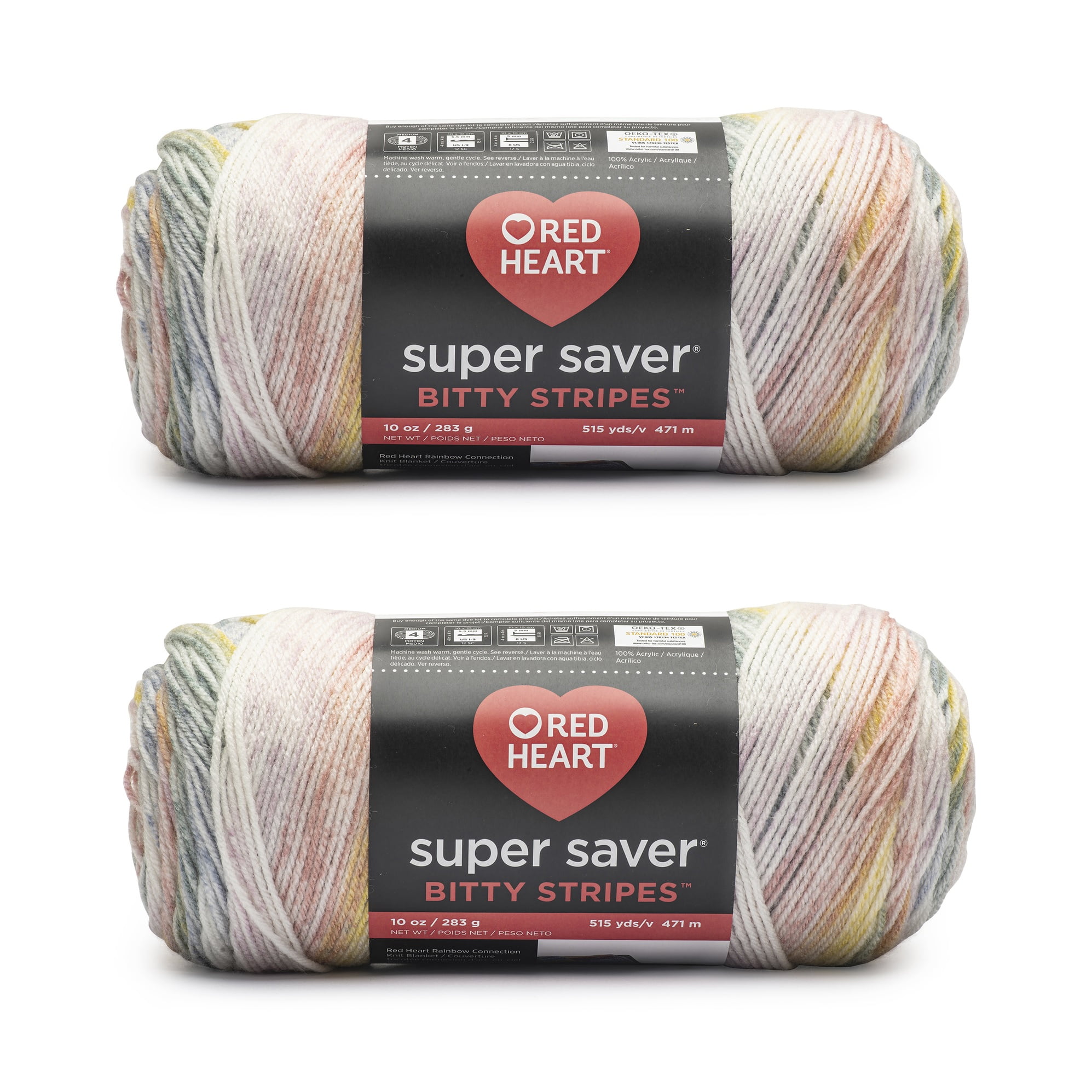 Red Heart® Bitty Stripes™ #4 Medium Acrylic Yarn, 10oz/283g, 515 Yd (2 ...