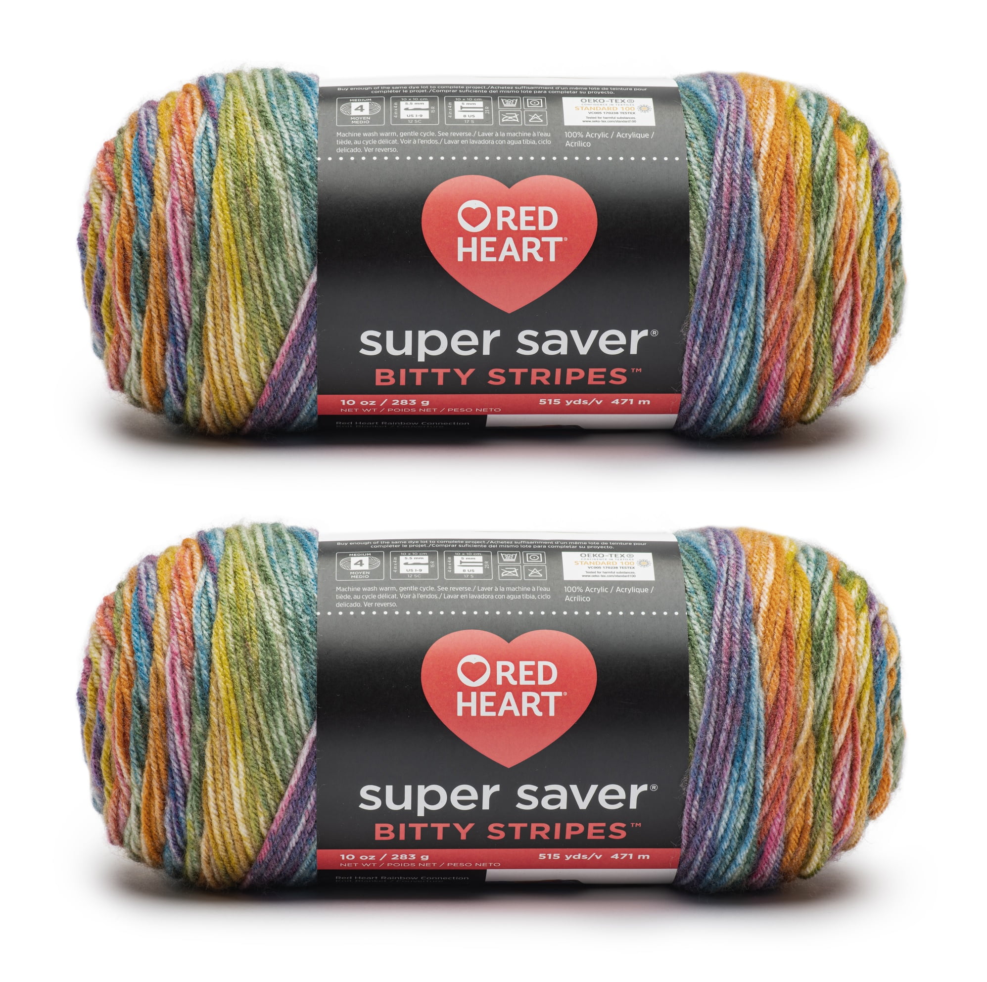 Red Heart® Bitty Stripes™ #4 Medium Acrylic Yarn, 10oz/283g, 515 Yd (2 ...