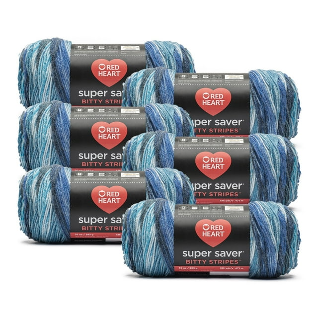 Red Heart® Bitty Stripes™ #4 Medium Acrylic Yarn, 10oz/283g, 515 Yd (6 ...