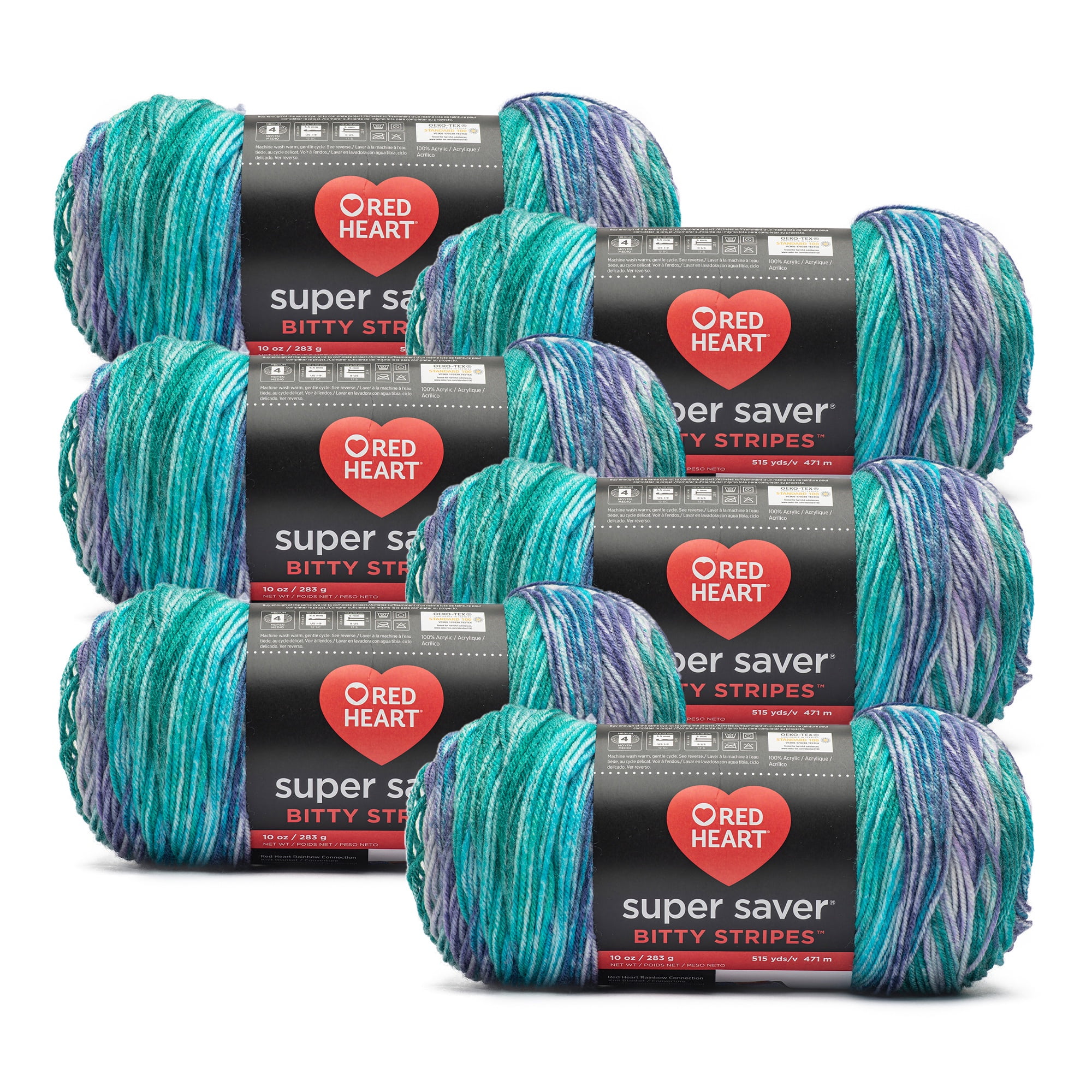Red Heart® Bitty Stripes™ #4 Medium Acrylic Yarn, 10oz/283g, 515 Yd (6 ...