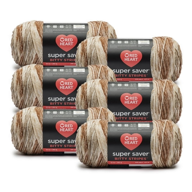 Red Heart® Bitty Stripes™ #4 Medium Acrylic Yarn, 10oz/283g, 515 Yd (6 ...