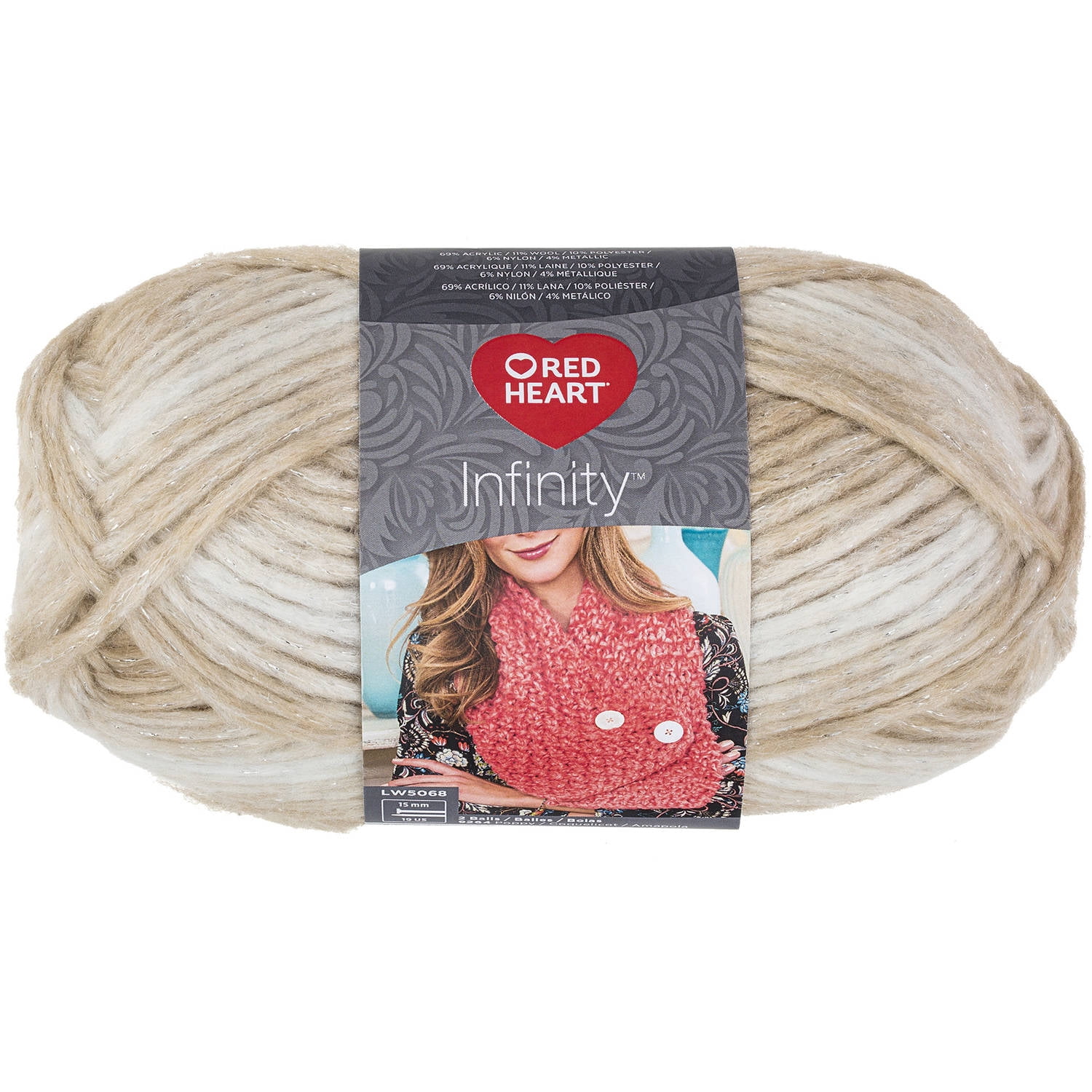 Red Heart Boutique Infinity Yarn, Almond, 3.5oz(100g), Bulky, Multi ...