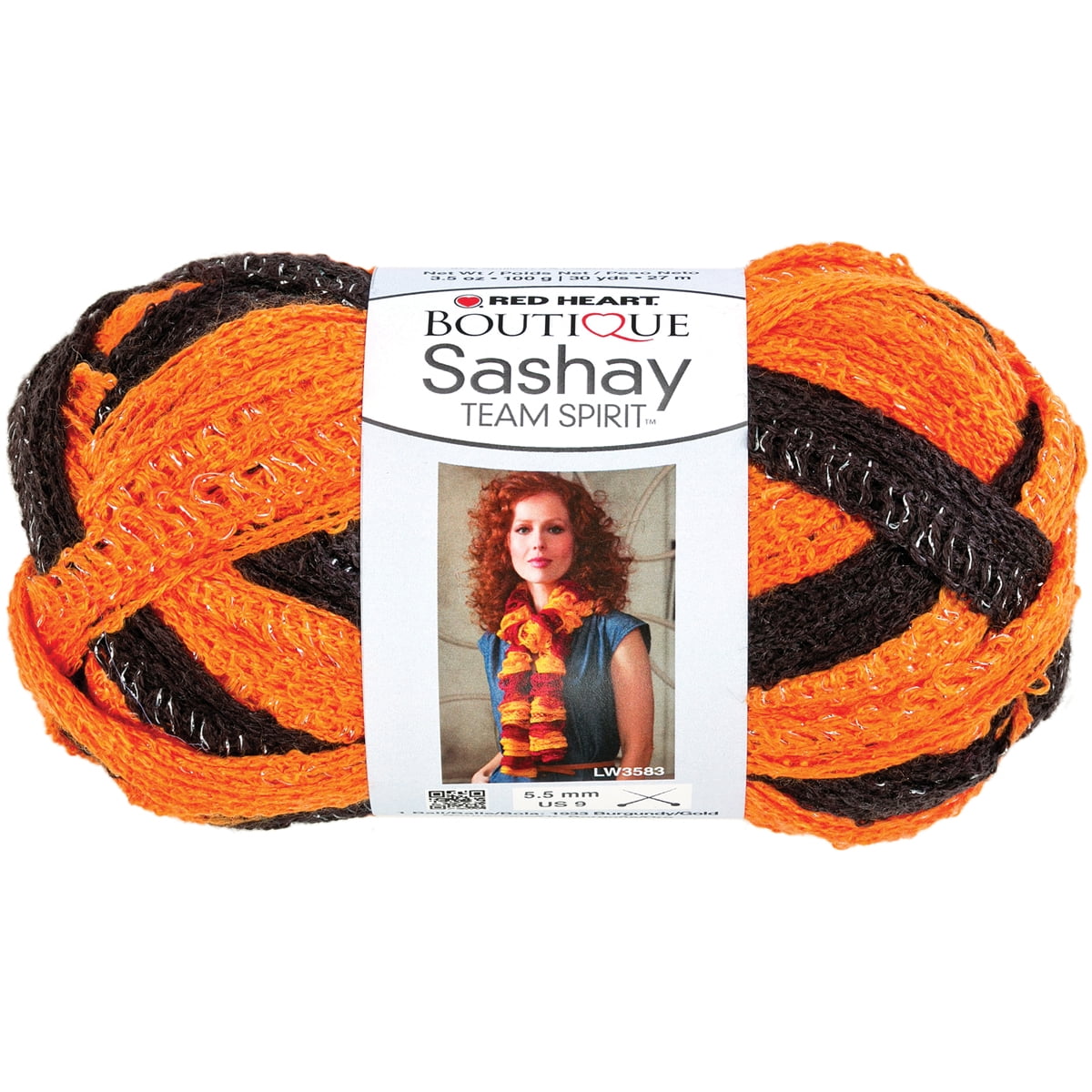 Red Heart Boutique Sashay Team Spirit Yarn-Orange & Black, Pk 3, Red ...